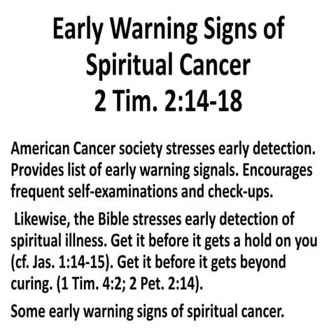 Early warning signs of spiritual cancer | PPTX