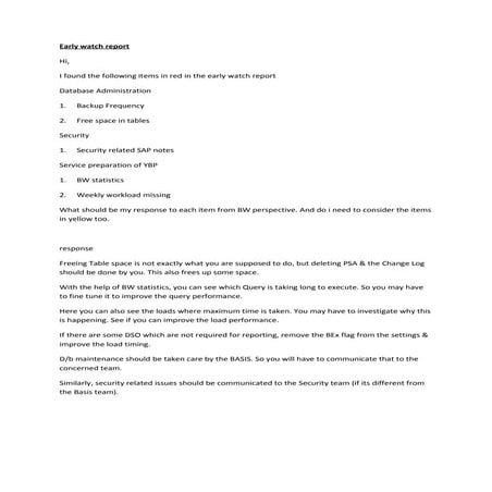 Early watch report | DOC