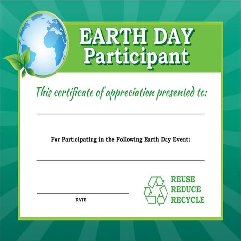 Earth Day Certificate Downloads | PDF | Environment | Science