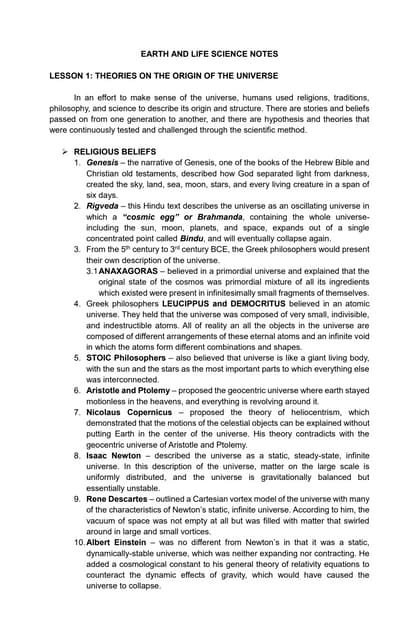 Earth & Life Worksheet | DOCX | Science