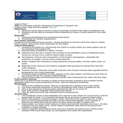 DLL EARTH LIFE & SCIENCE.doc daily lesson log | DOC