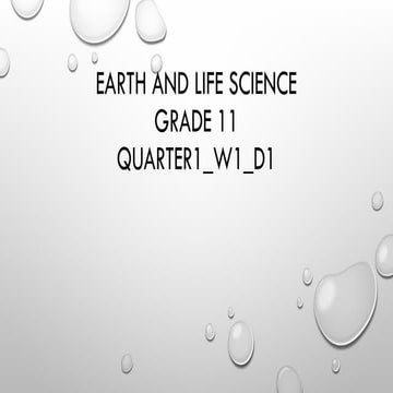Earth and Life Week 1 Day 1 LEsson for Grade 11 | PPTX
