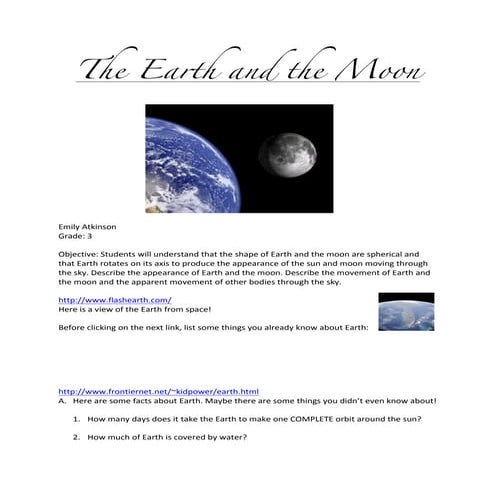 Earth and moon webquest | PDF