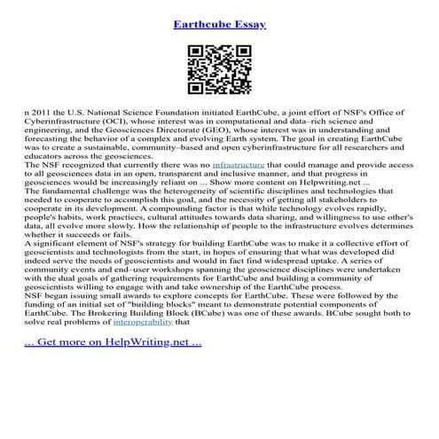 Earthcube Essay | PDF