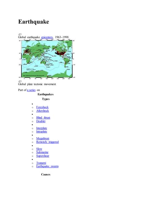 Assignment On Earthquake | PDF | Geography | Science
