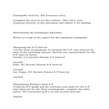 Earthquake Activity San Francisco AreaComplete the activity o.docx