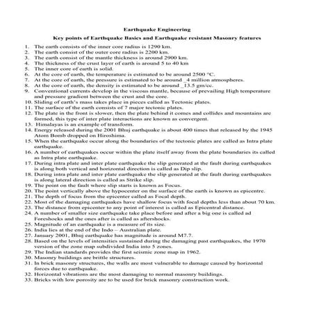 Earthquake engineering key point | PDF
