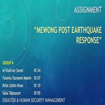 Earthquake response - M Shahriar Sonet | PPTX