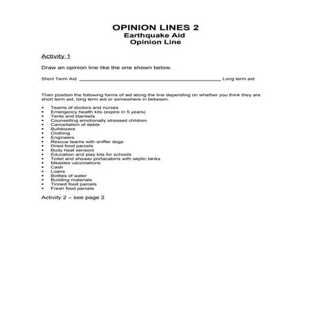 Earthquakes Opinion Line | DOC