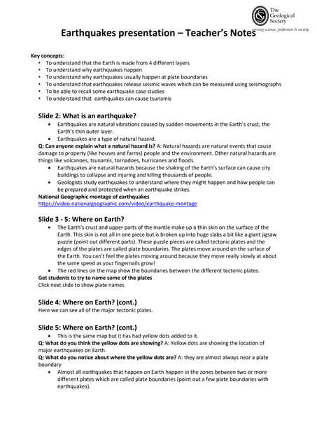Earthquakes and faults (Grade 8 Lesson) | PPT