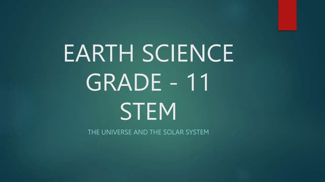 Grade 11 Earth & Life Science Lesson 1 | PPTX