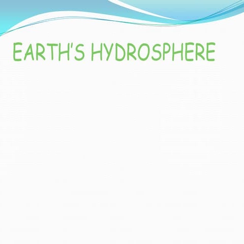 Earth's hydrosphere and water pollution | PPTX