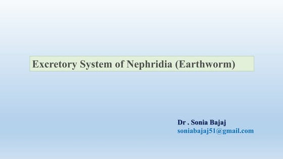 Excretory system of earthworm , Three types of nephridia, structure of ...
