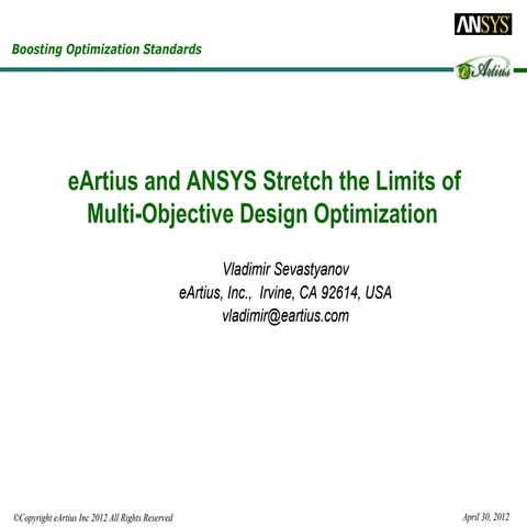 eArtius - ANSYS Optimization Add-in webinar | PPT