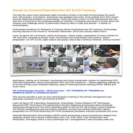 IVF Training - Learn ART Techniques - PGD, Cryopreservation,Andrology ...