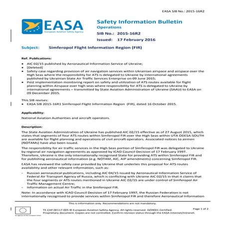 Easa sib 2015 16 r2 1 | PDF