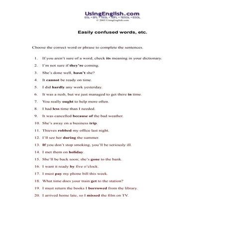 Easily confused-words-answers | PDF