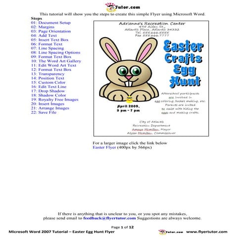Microsoft Word Tutorial: Easter Egg Hunt Flyer | PDF