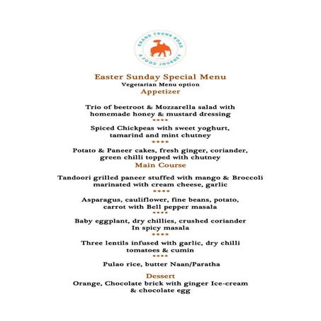 Easter chef special veg menu 2018 | DOCX