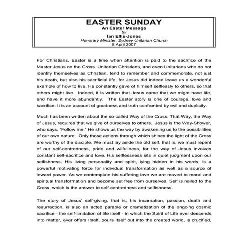 EASTER SUNDAY: AN EASTER MESSAGE | PDF
