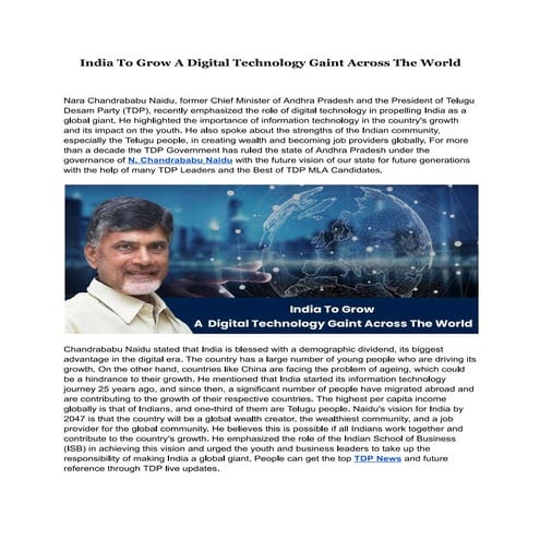 India To Grow A Digital Technology Gaint Across The World | PDF