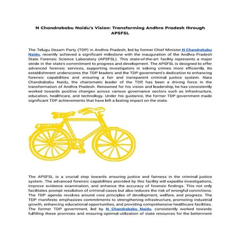 N Chandrababu Naidu's Vision: Transforming Andhra Pradesh through APSFSL | PDF