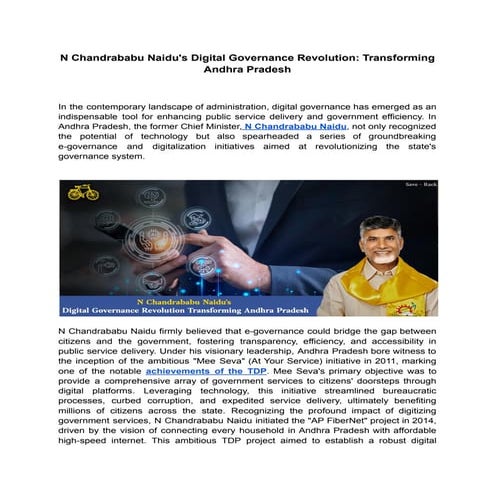 N Chandrababu Naidu's Digital Governance Revolution in Andhra Pradesh ...