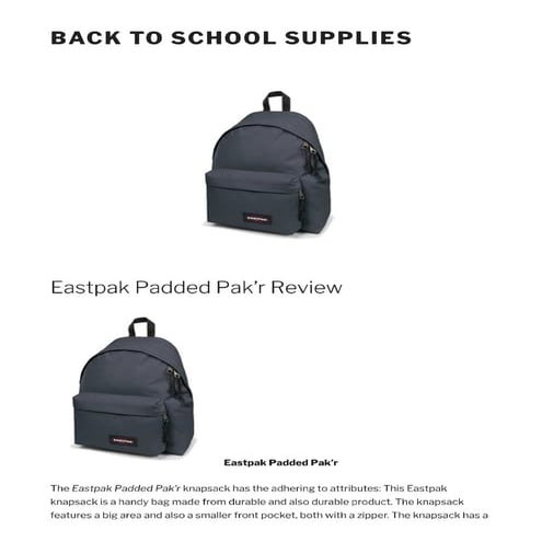 Eastpak padded pak'r review | PDF