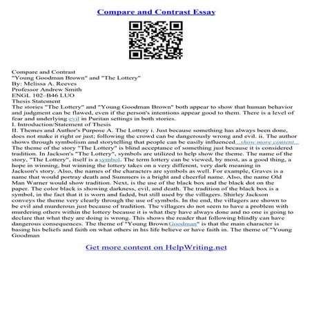 Compare And Contrast Essay Point By Point | PDF
