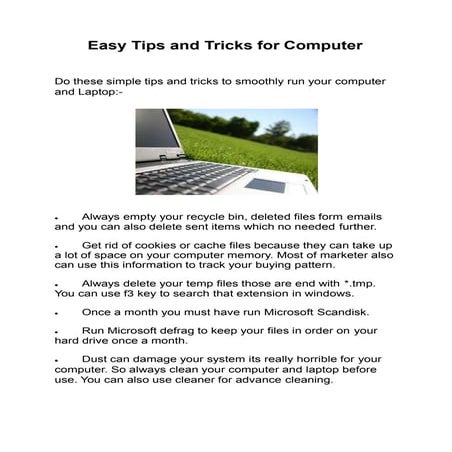 Easy Tips and Tricks for Computer | PDF