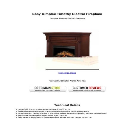 Easy Dimplex Timothy Electric Fireplace | PDF
