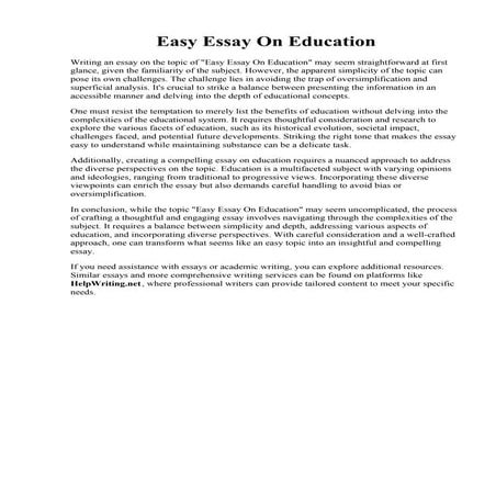 Easy Essay On Education | PDF
