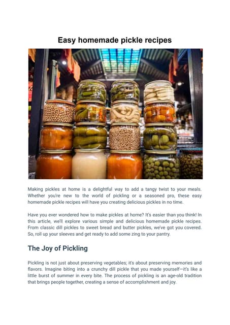 Pickles | PPT | Cooking | Food & Drink