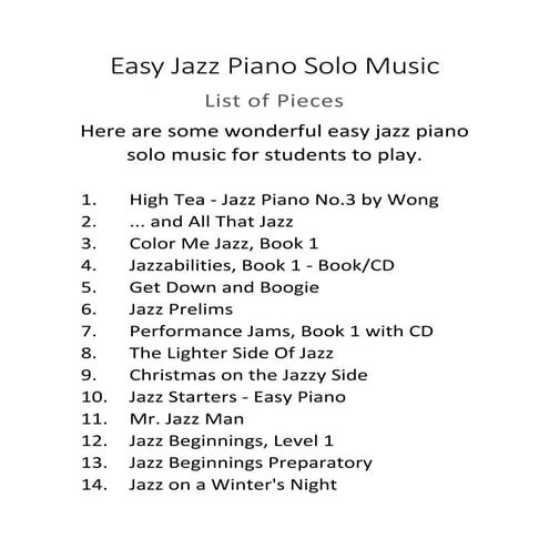 Easy Jazz Piano Solo Music | PDF