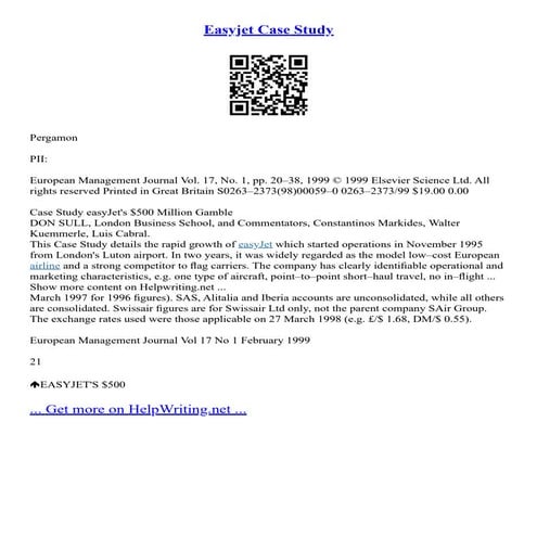 Easyjet Case Study | PDF