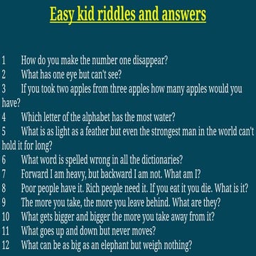 Easy kid riddles and answers | PDF | Games and Puzzles | Hobbies ...
