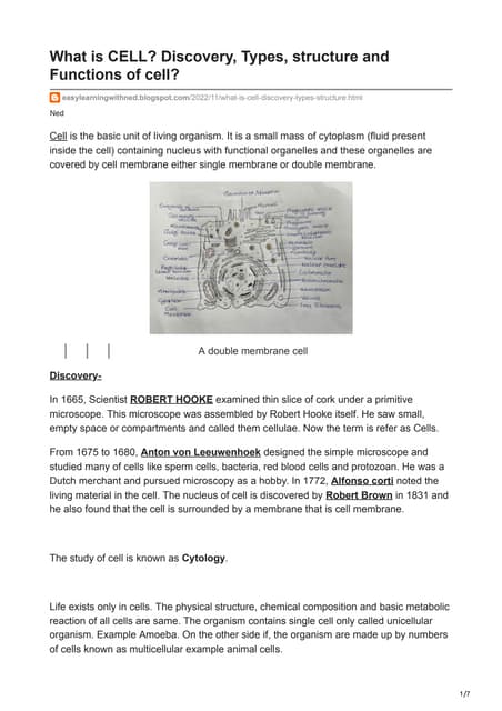Cell (The function and structural unit of life) Class-8th | PPT