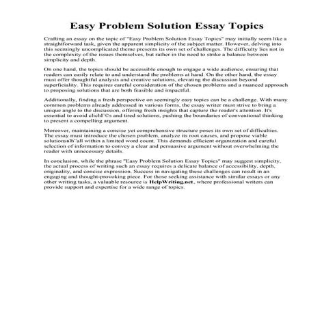 Easy Problem Solution Essay Topics | PDF