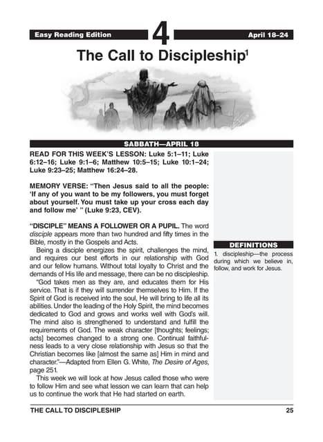 Lesson 4 | Standard edition | The Call to Discipleship | The Book of ...