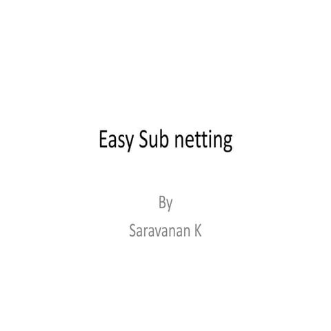 Easy subnetting | PPSX | Computer Networking | Computing