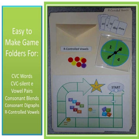 Easy to make game folders from cvc words to r controlled vowels | PPTX