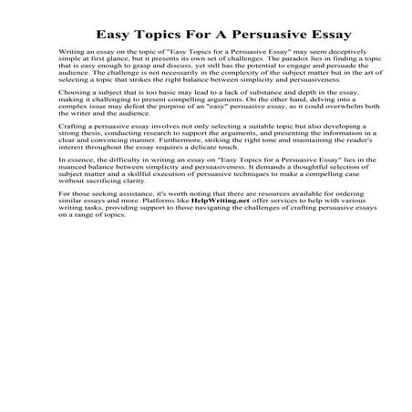 Easy Topics For A Persuasive Essay | PDF