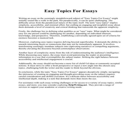 Easy Topics For Essays.pdf | Homework and Study | Education