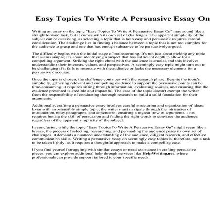 Easy Topics To Write A Persuasive Essay On.pdf | Education