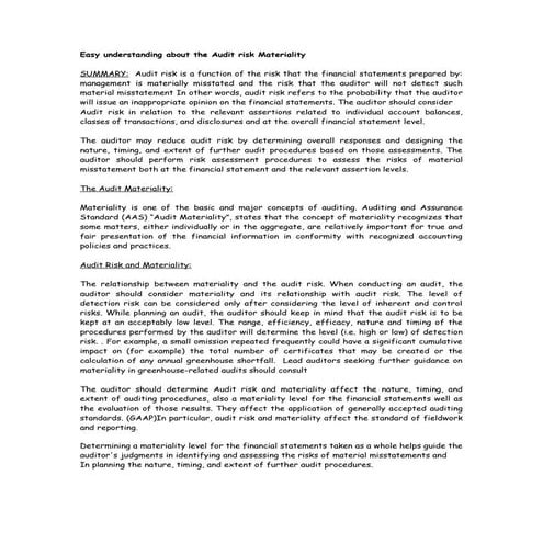 Easy understanding about the audit risk materiality | DOC