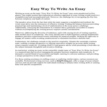 Easy Way To Write An Essay | PDF