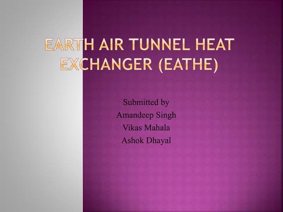 Earth air tunnels | PPT | Science