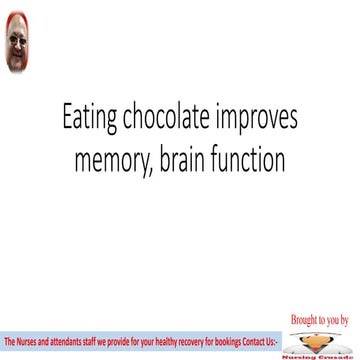 Eating chocolate improves memory, brain function | PPT