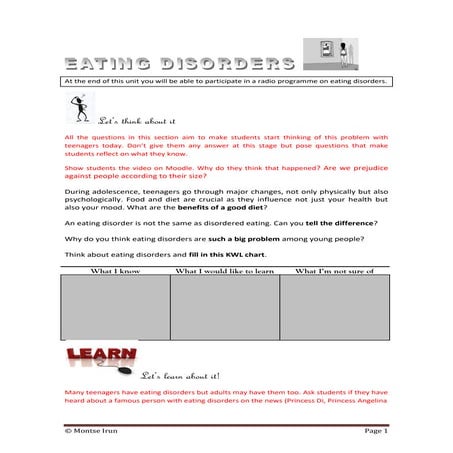 Eating disorders teachers' unit | PDF