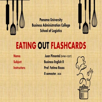 Restaurant Vocab Advanced | PPTX